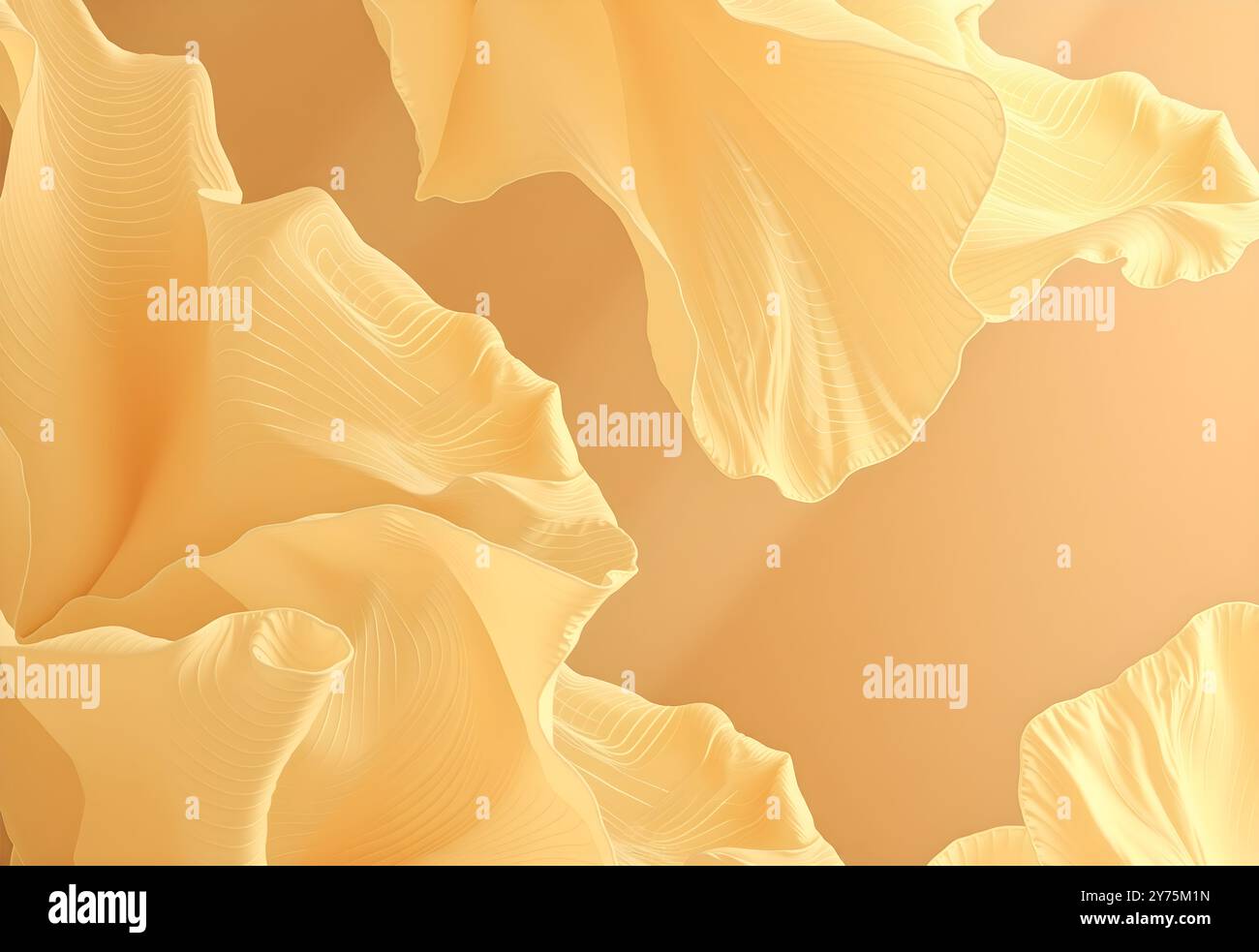 Abstract yellow monochrome background with curves and twisted shape in ...