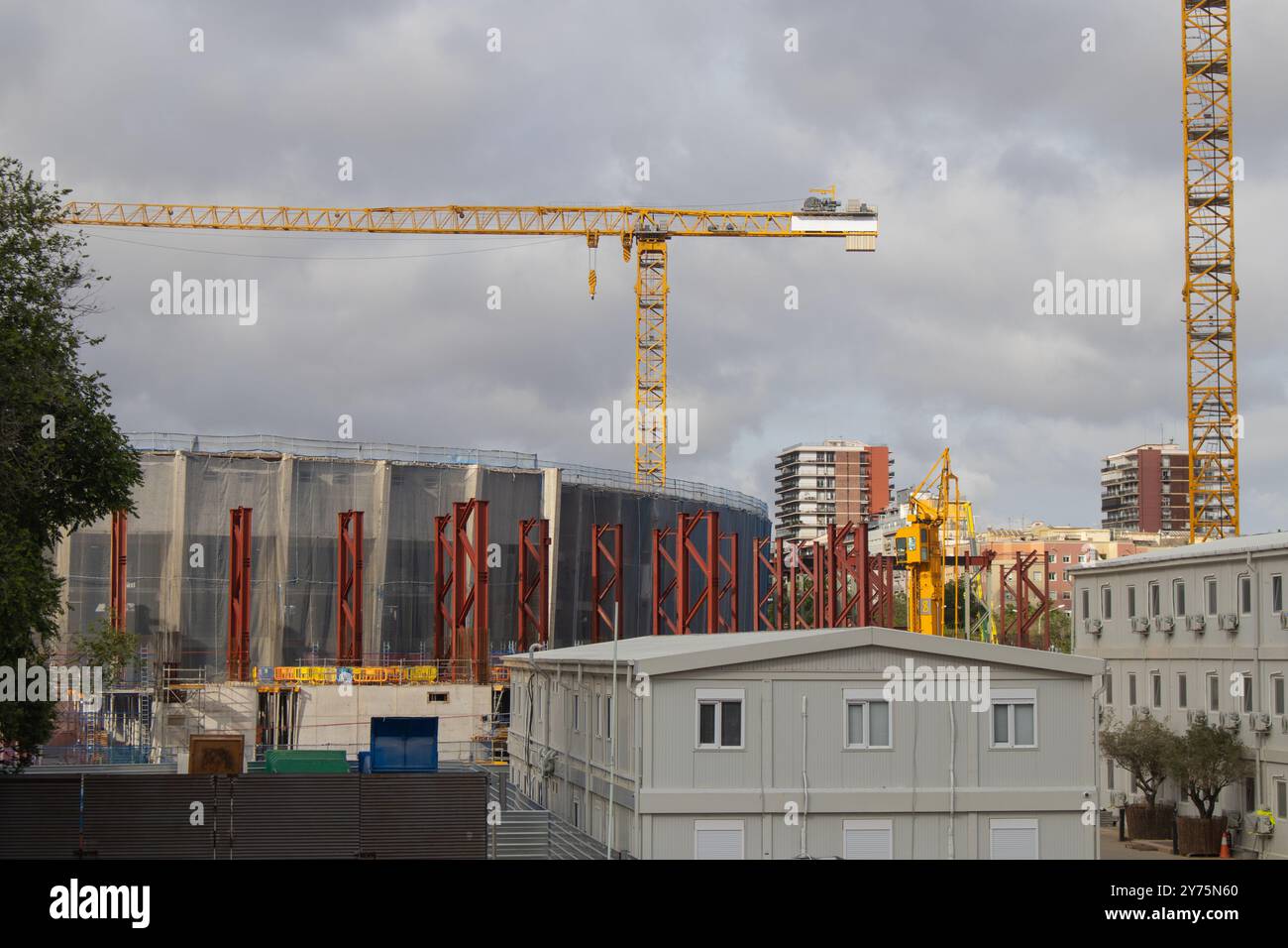 Barcelona, Spain; May 19 2024: Spotify Camp Nou renovation. Steel ...