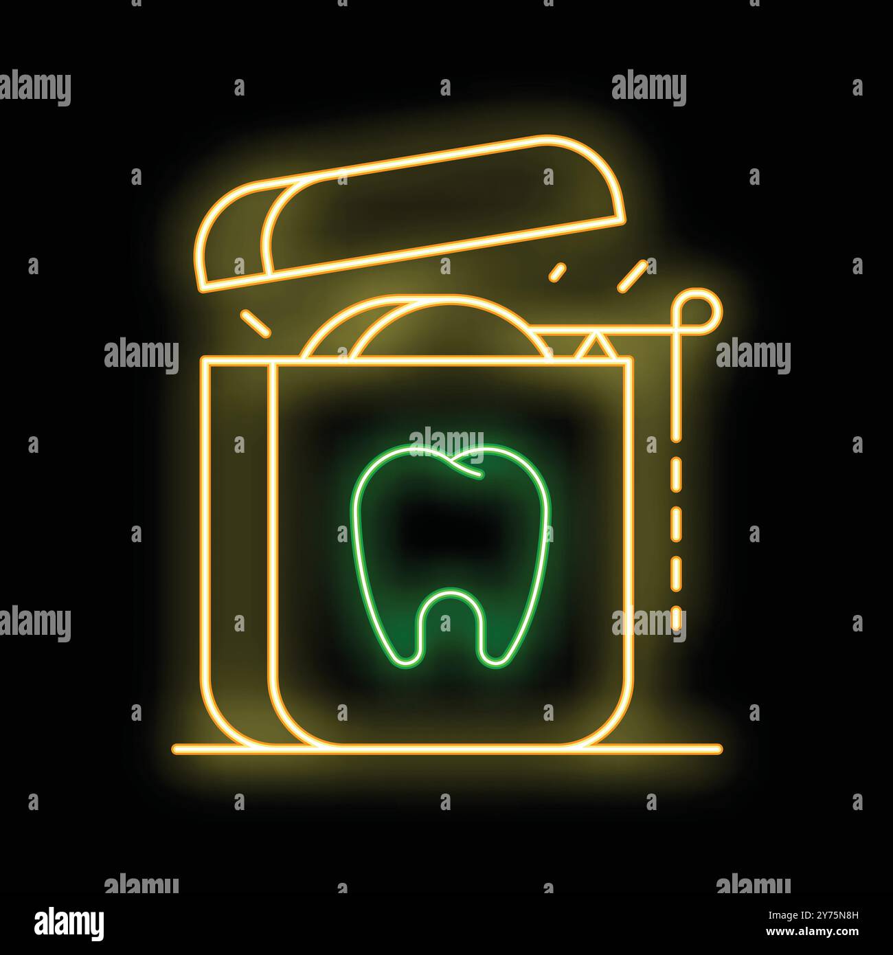 Neon sign depicting dental floss, symbolizing the importance of oral ...