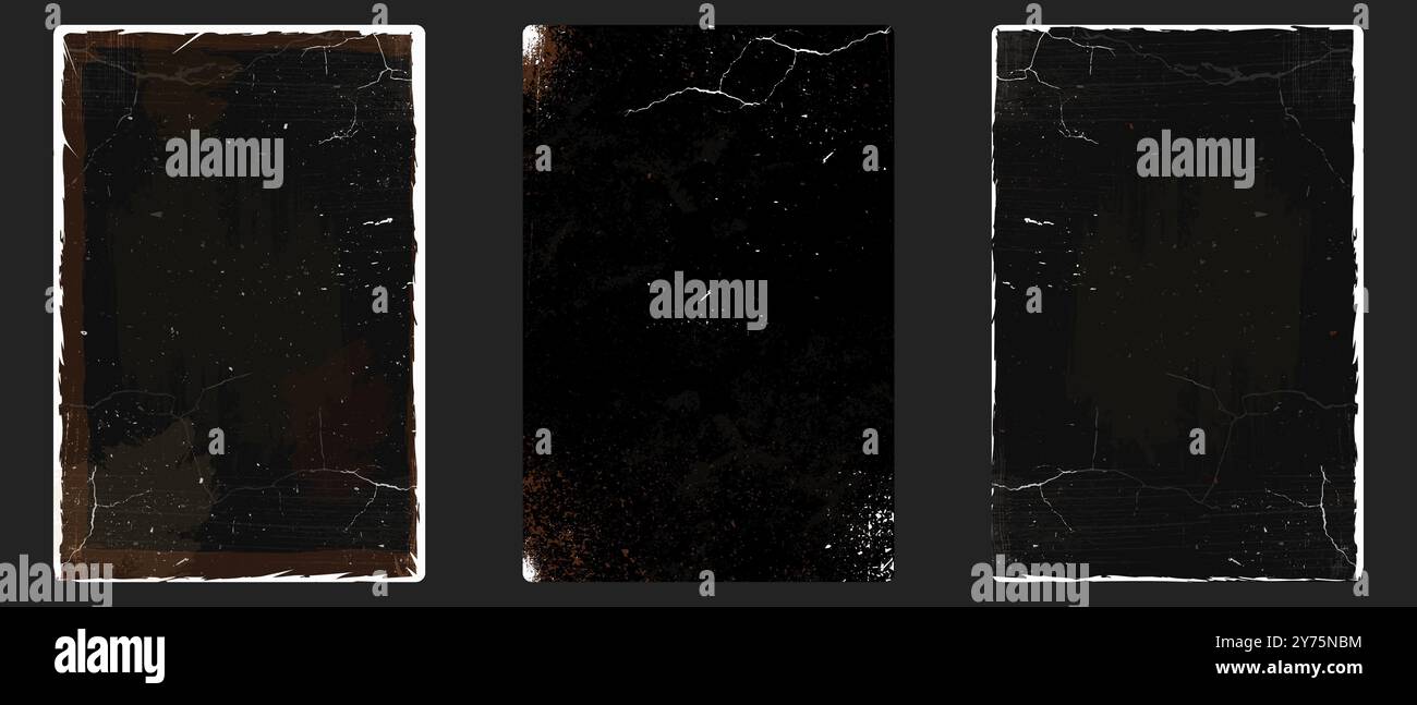 Old vintage grunge paper texture set. Worn grainy overlay distressed background. Torn and ...