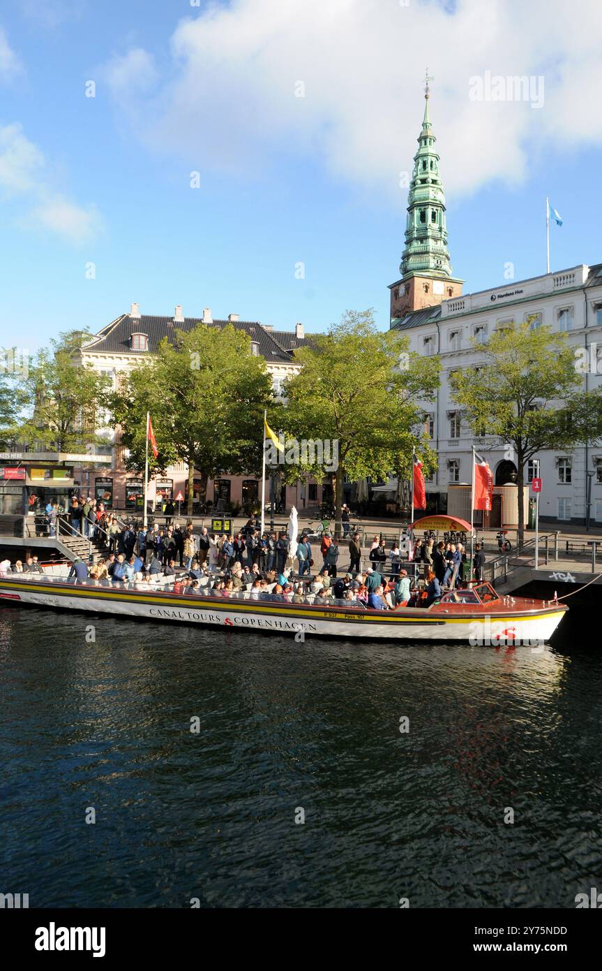 Copenhagen/ Denmark/28 September 2024/ Travelers boat ride canal tours ...