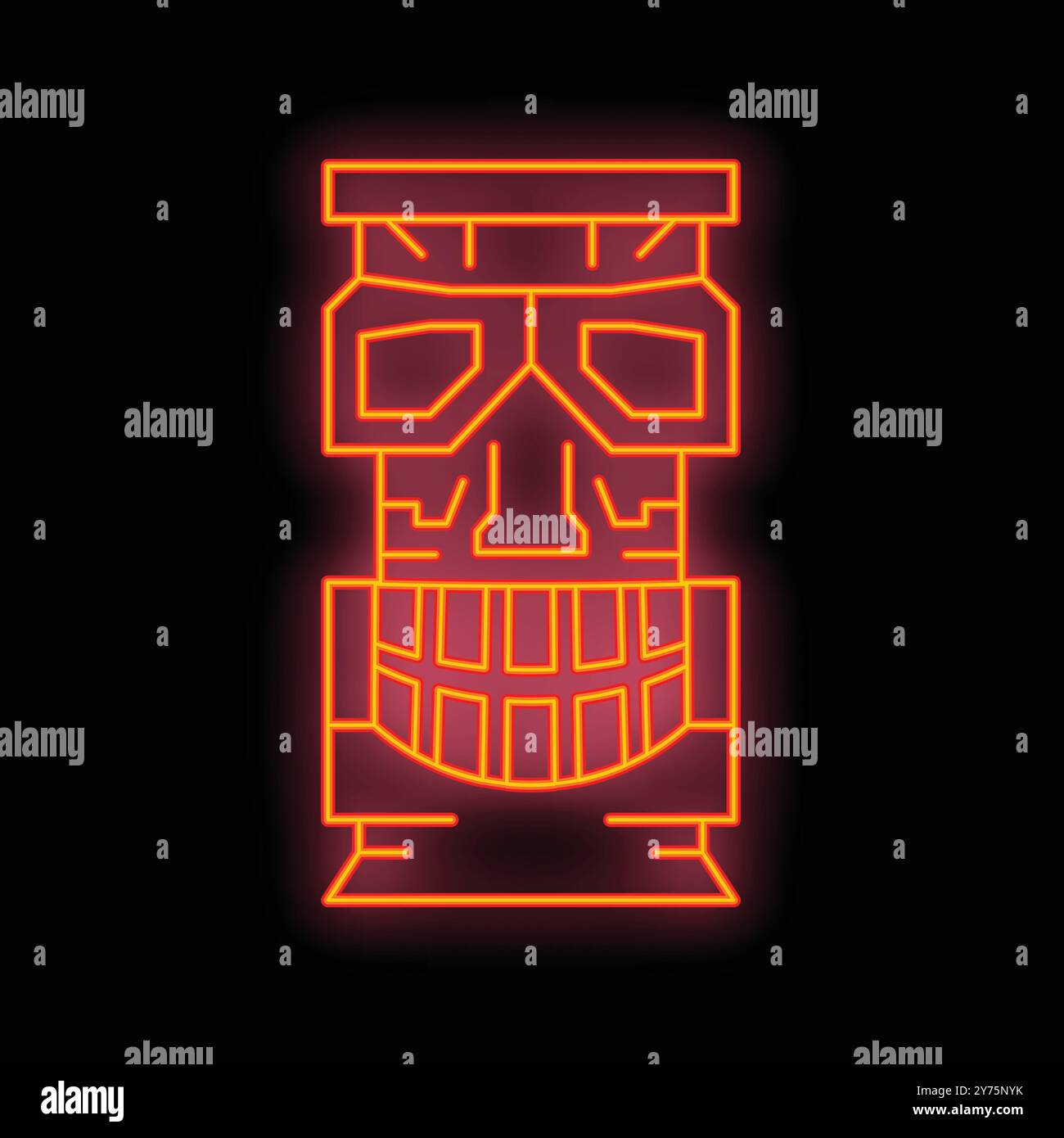 Glowing neon line traditional totem pole icon isolated on black ...