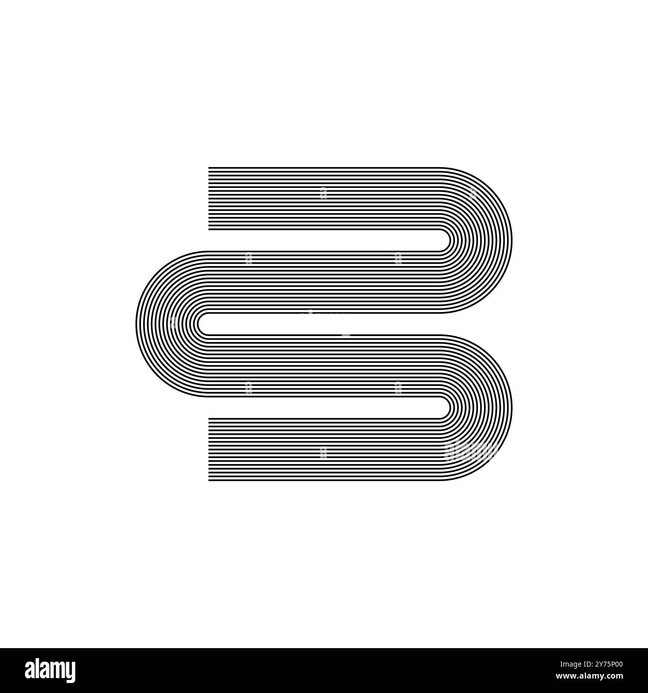 Abstract black arc lines on white background, linear swirls path vector ...