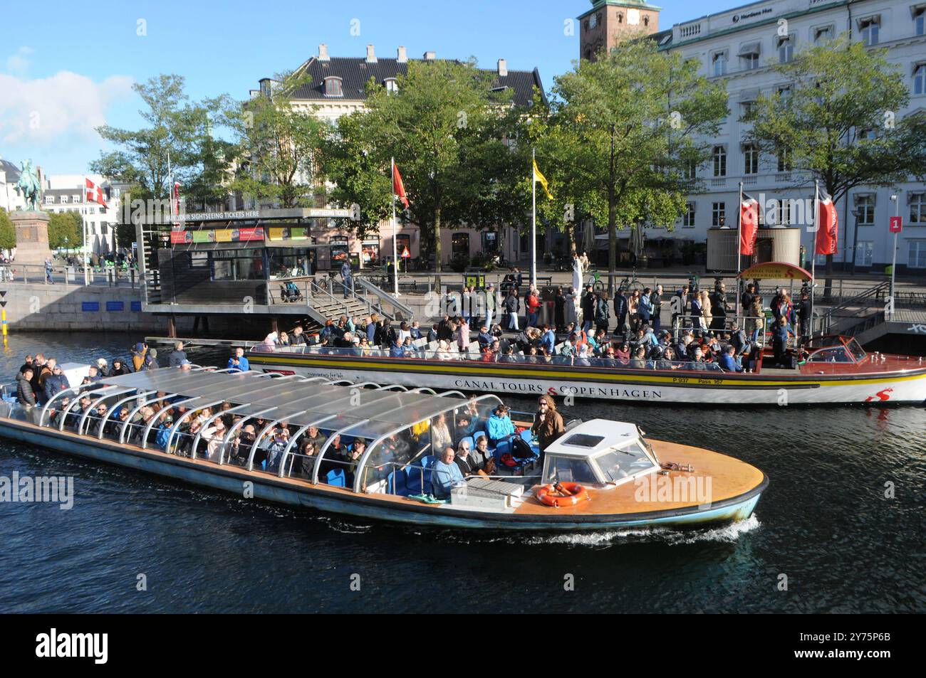 Copenhagen/ Denmark/28 September 2024/ Travelers boat ride canal tours ...