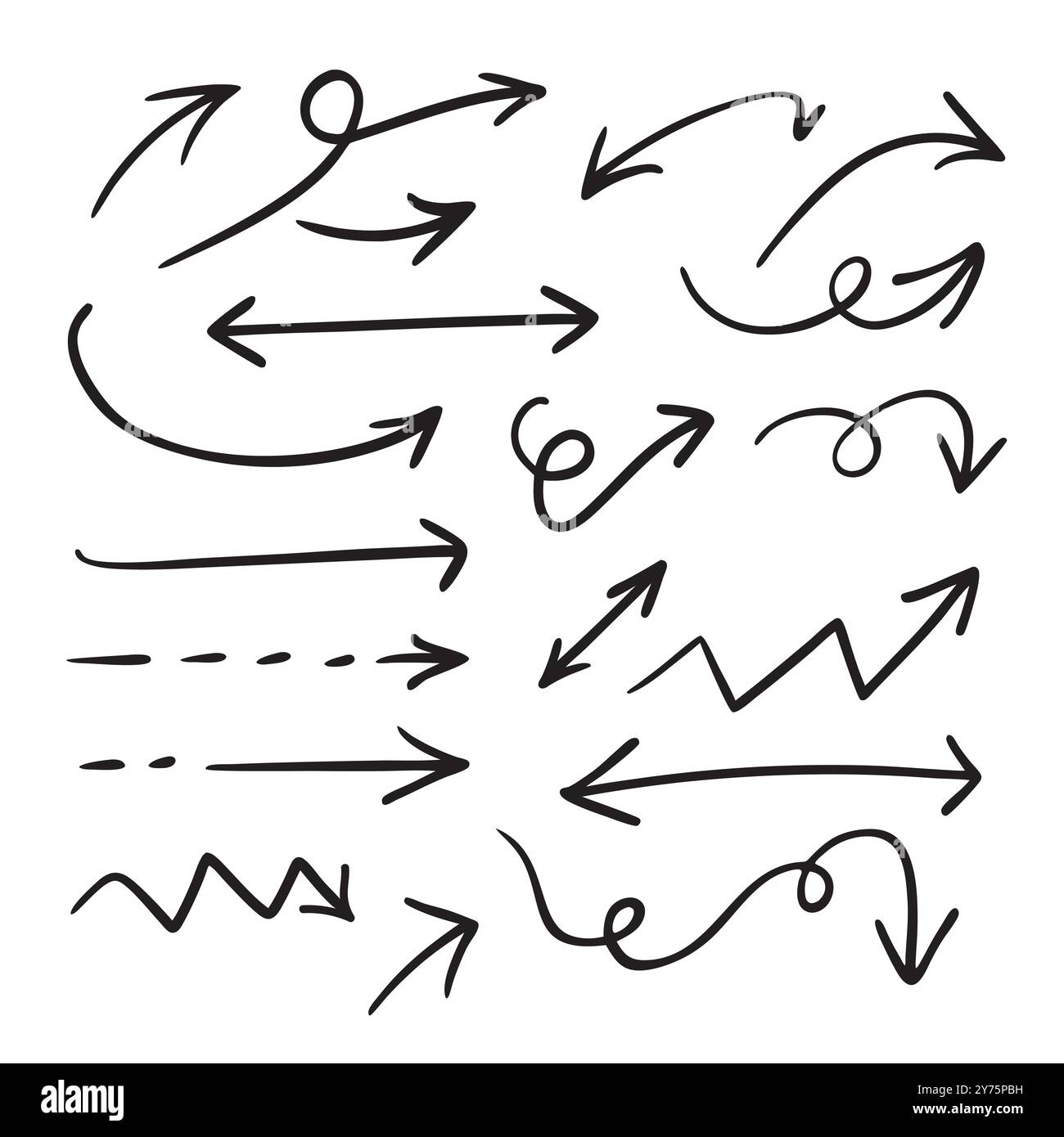 Set of hand drawn arrows, pointers. Vector illustration Stock Vector ...