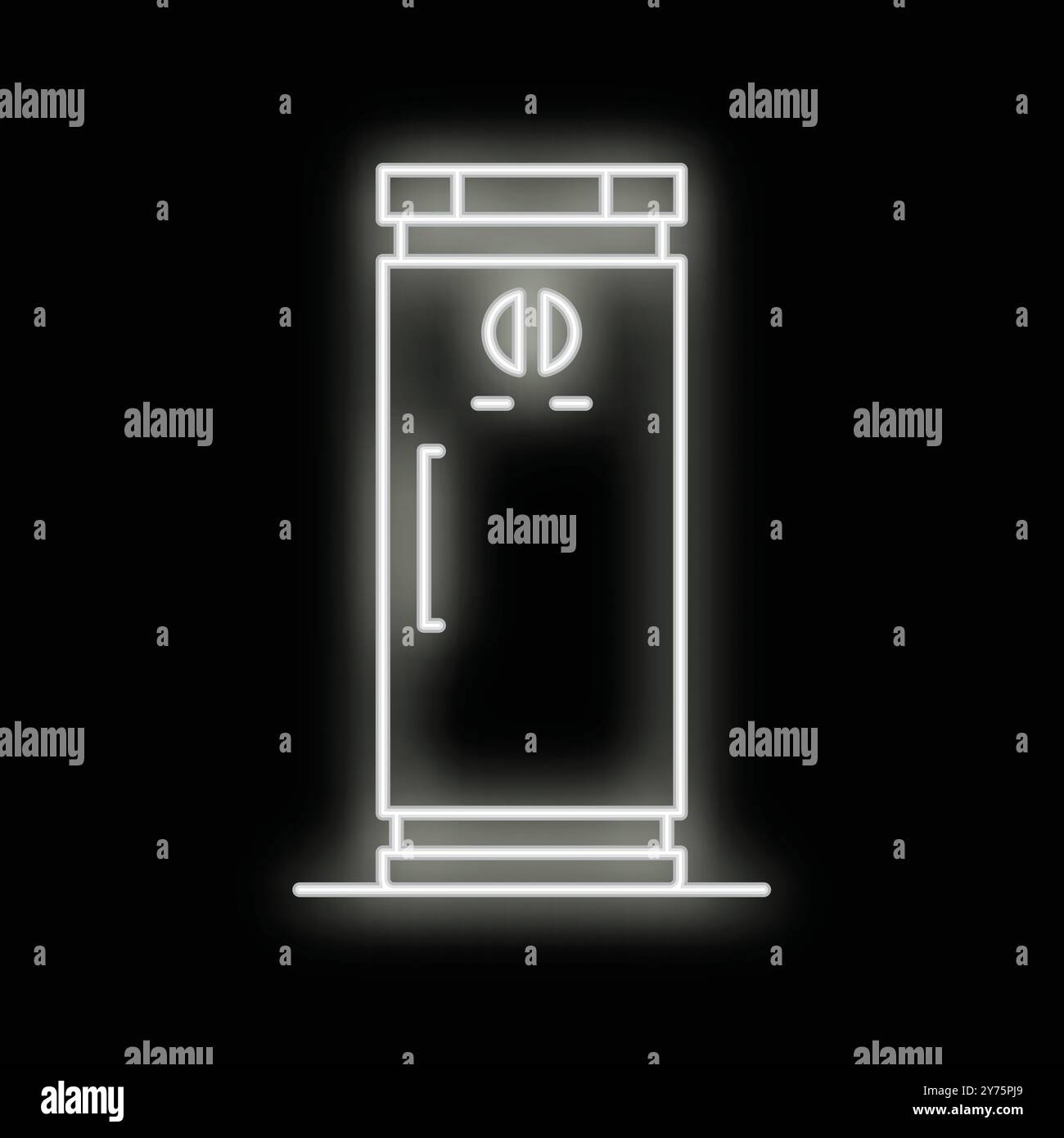 Neon fridge icon glowing in the dark, a symbol of food storage and ...