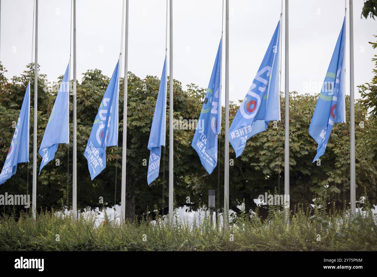 Flags fly half-staff in honor of cyclist Muriel Furrer from Switzerland ...