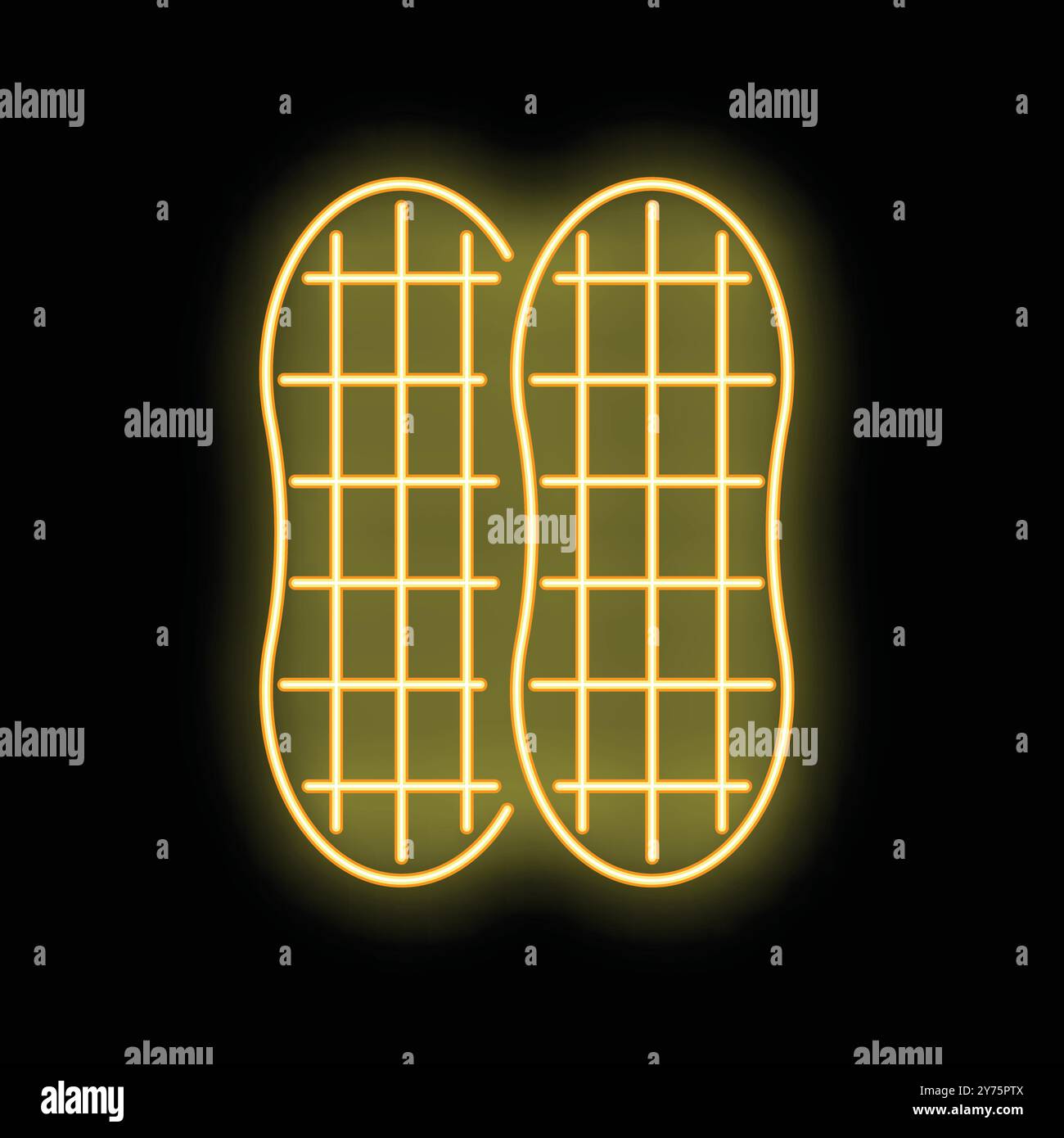 Neon sign illustrating peanut in shell glowing yellow on black ...