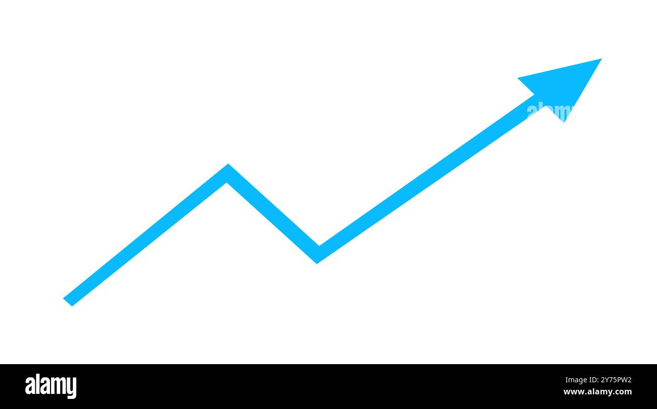 Sky blue arrow graph for a concept of Increasing isolated on white ...