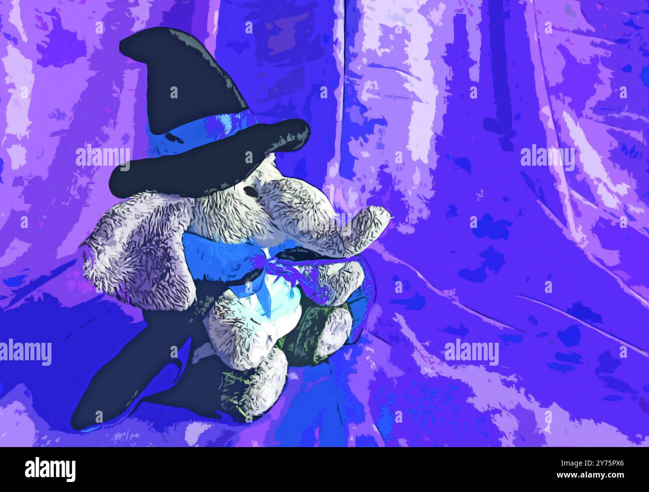 Illustration of an adorable baby elephant doll in wizard costume on ...
