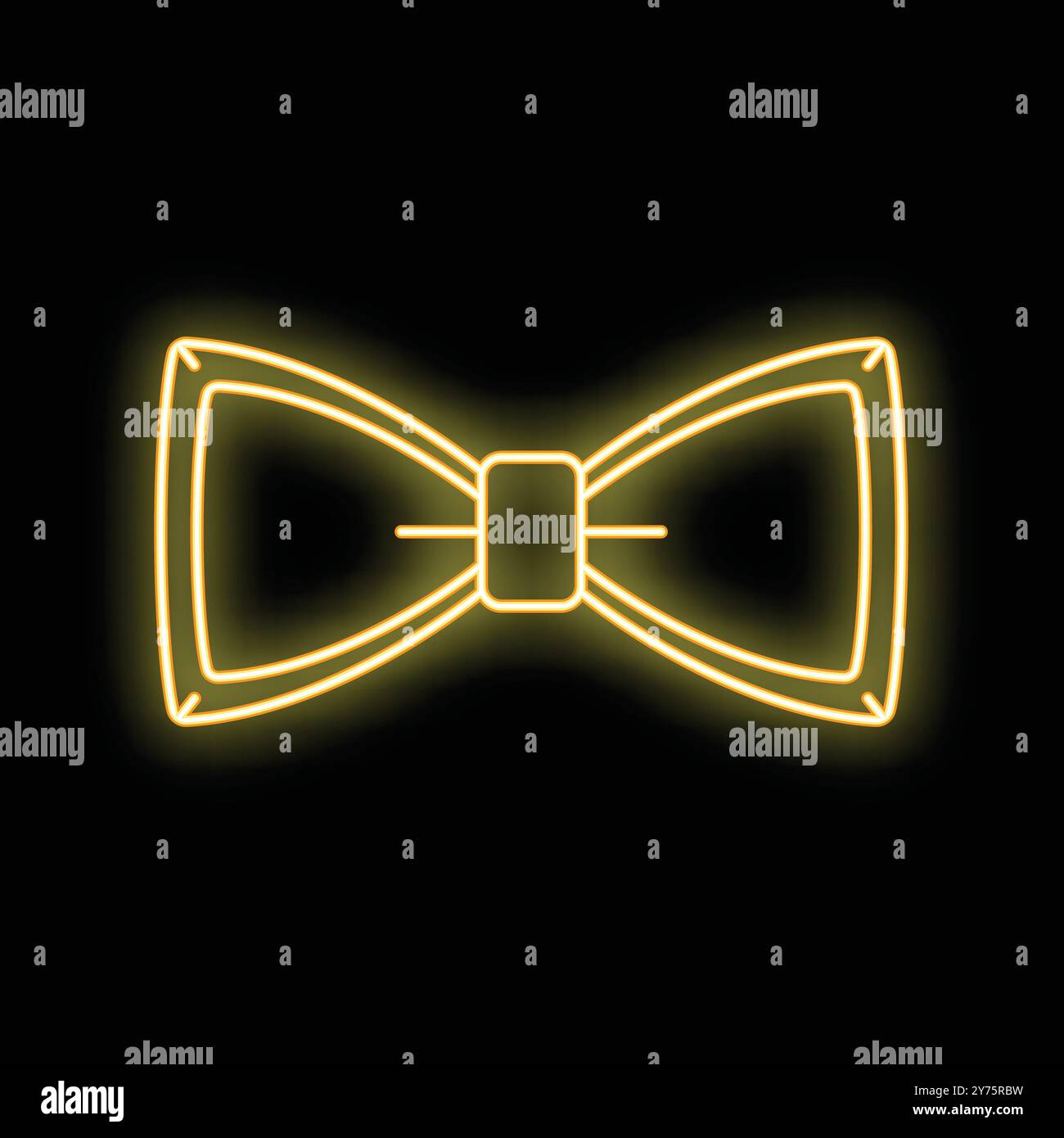 Yellow neon sign depicting a classic bow tie, symbolizing elegance and ...