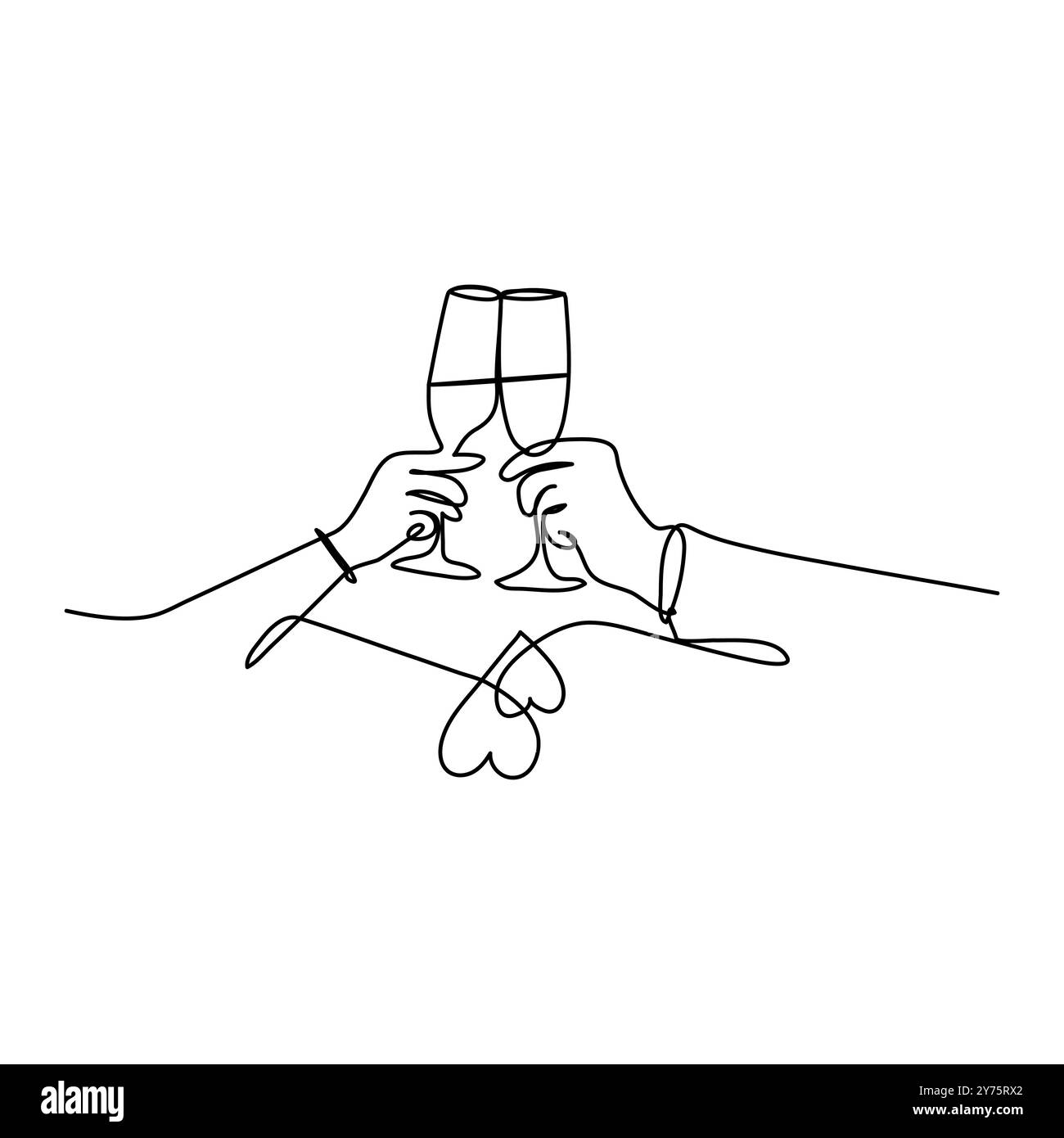 Continuous single line drawing of a bottle of wine and a glass. Hand ...