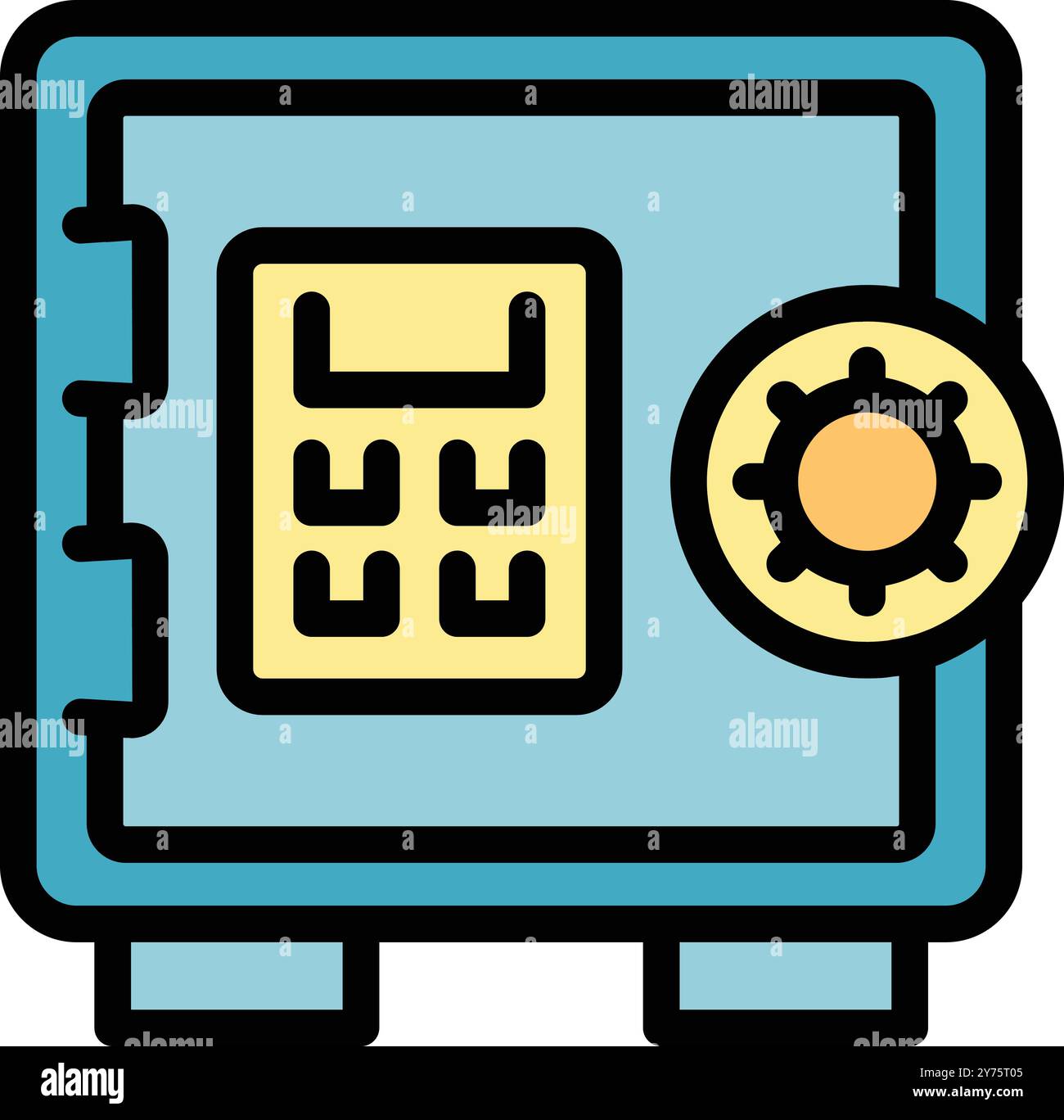 This vector illustration features a secure safe with an electronic lock ...