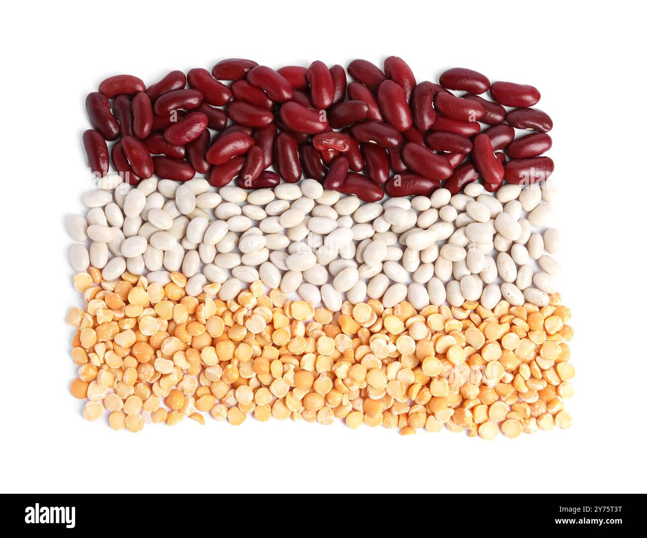 Different types of legumes isolated on white, top view Stock Photo - Alamy