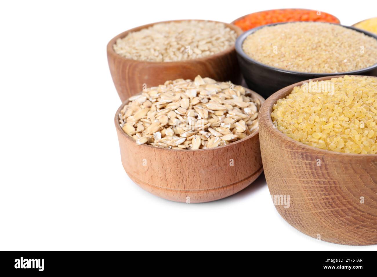 Different types of cereals isolated on white Stock Photo - Alamy