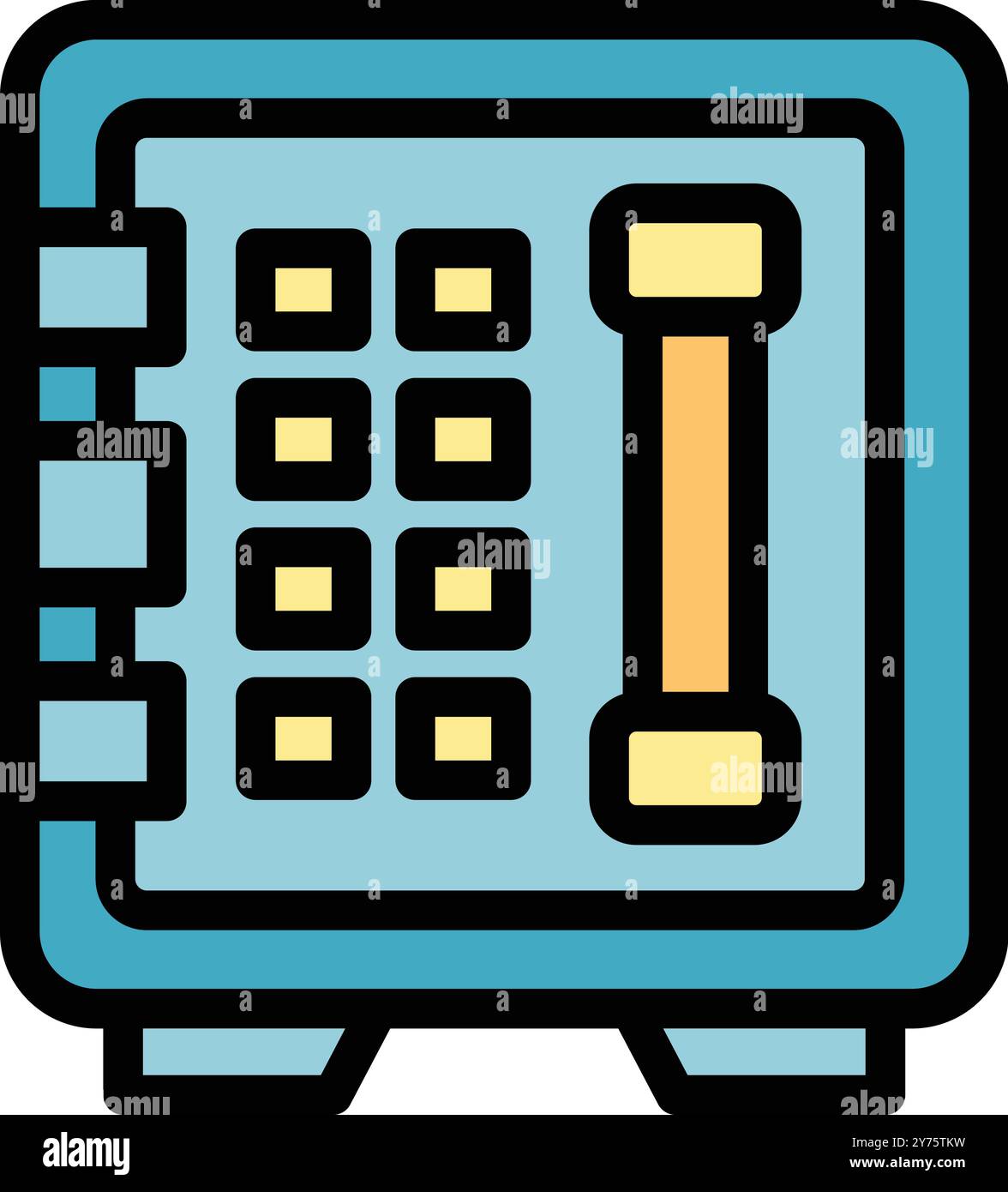 Blue safe box with combination lock securing money and important ...