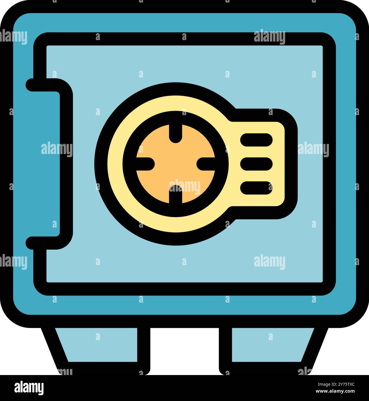 Cartoon style icon of a blue safe providing high level security for ...