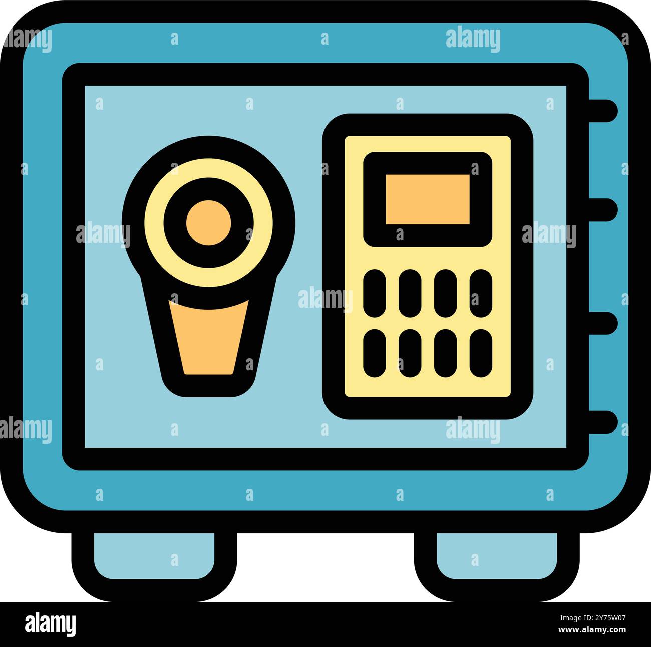 This icon represents a modern safe box equipped with an electronic lock ...