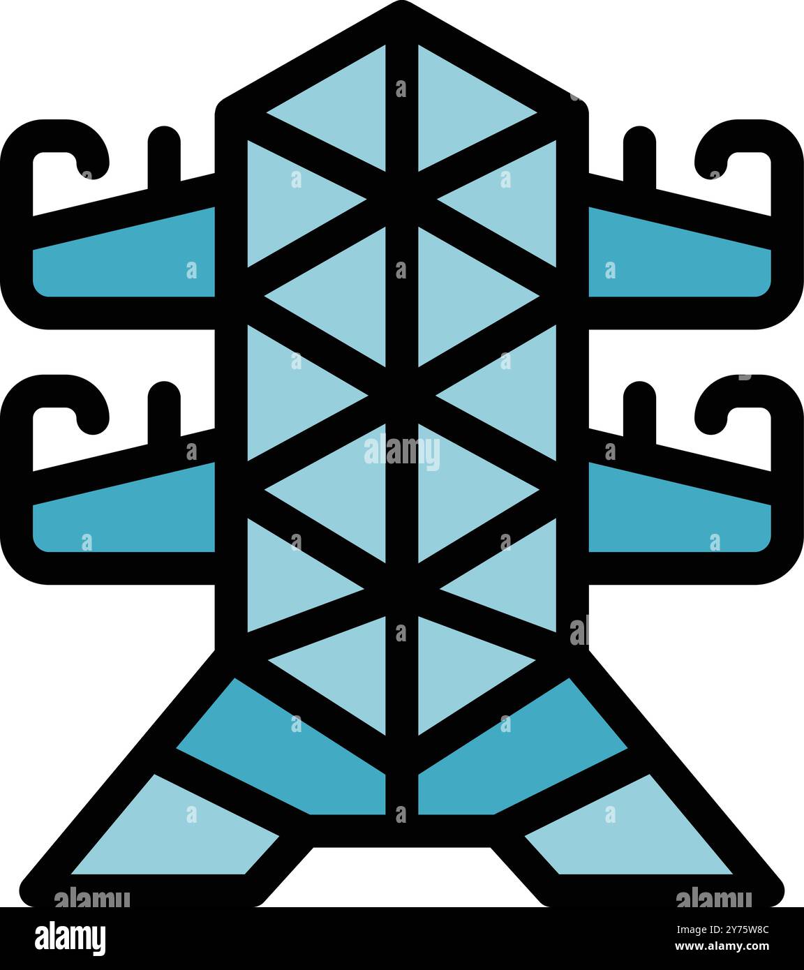 Electric tower distributing electricity through power lines, essential ...