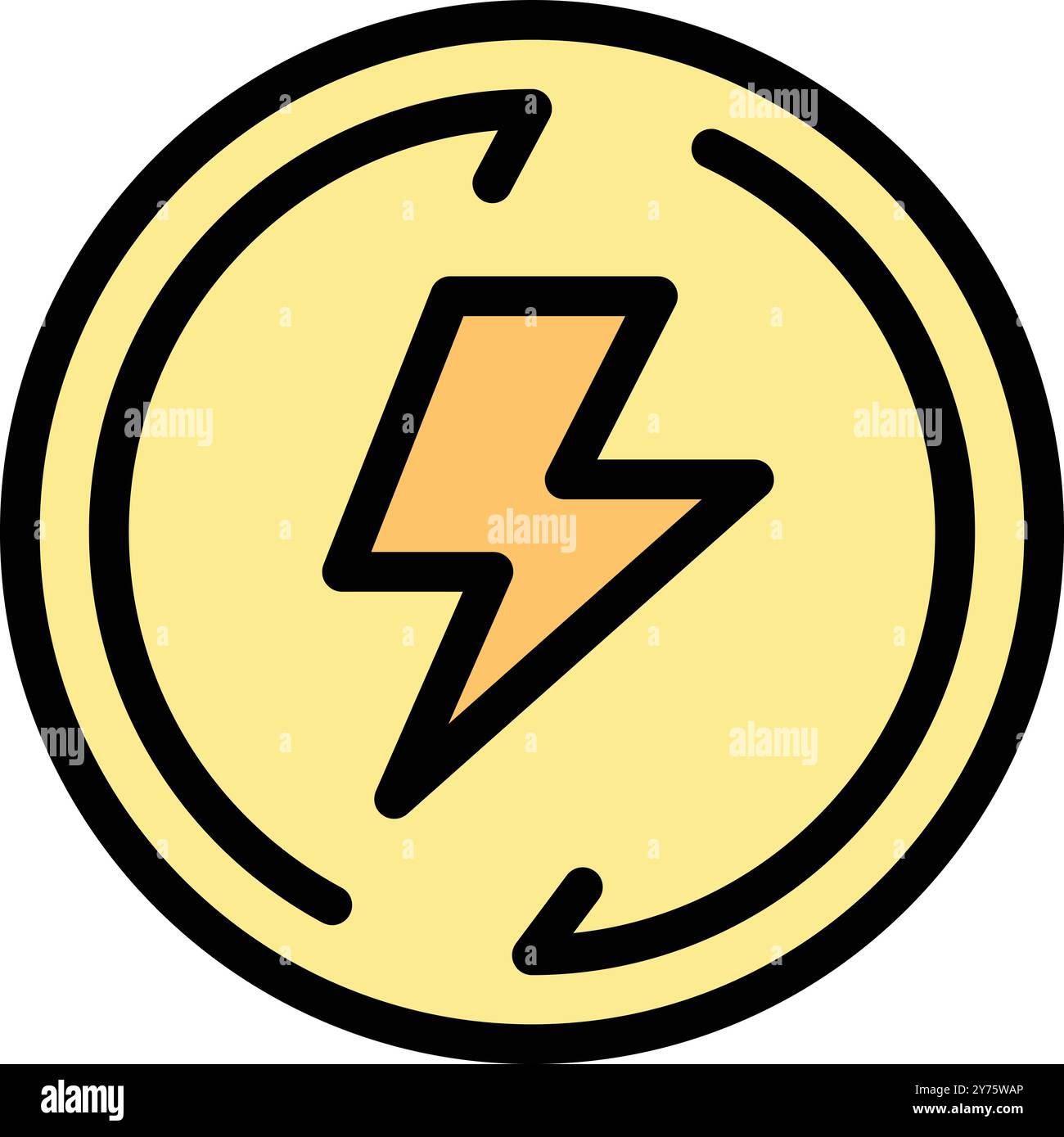 Bold icon showing a lightning bolt inside a circular arrow representing ...