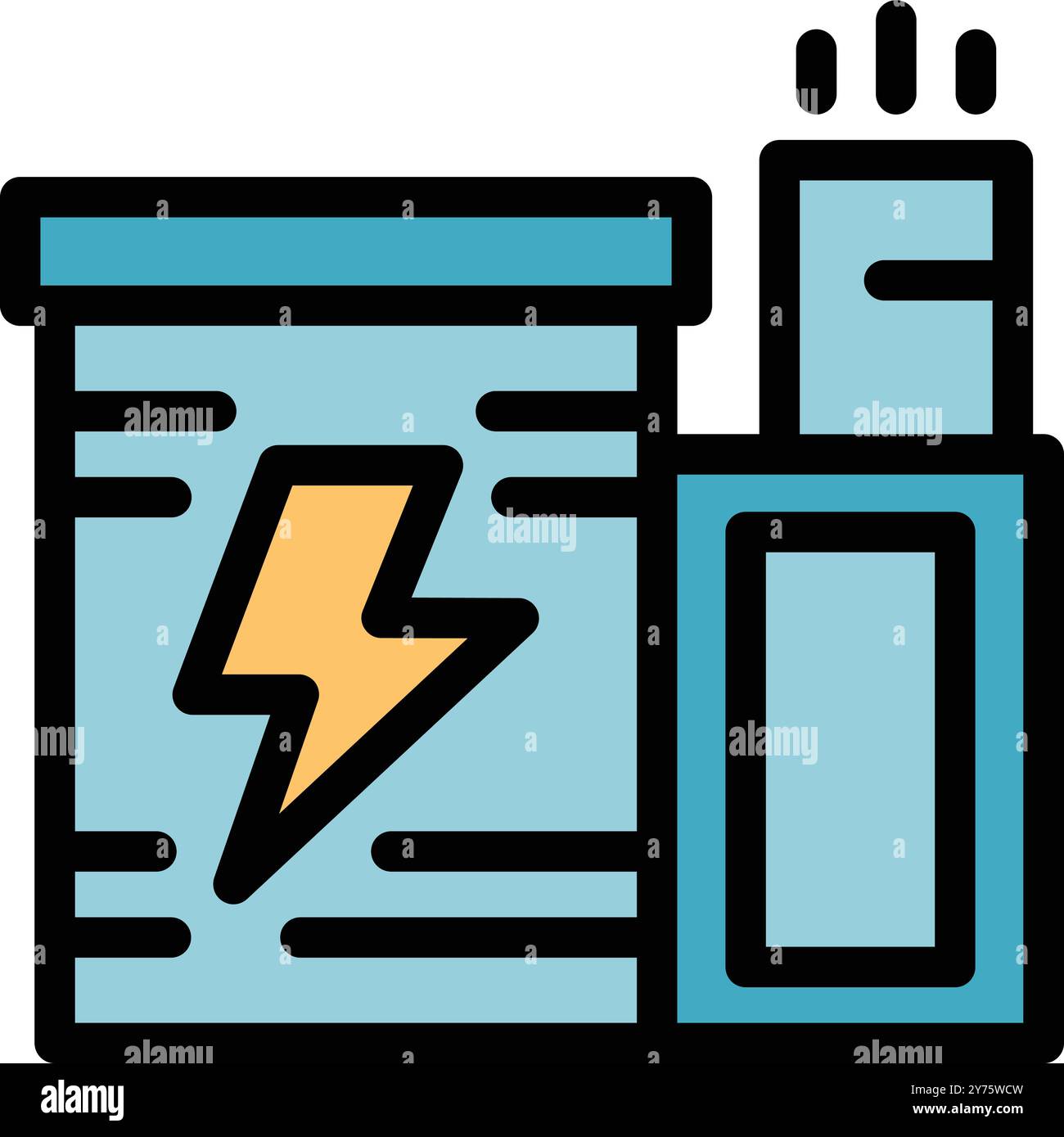 Simple icon of a power plant generating electricity and emitting smoke ...