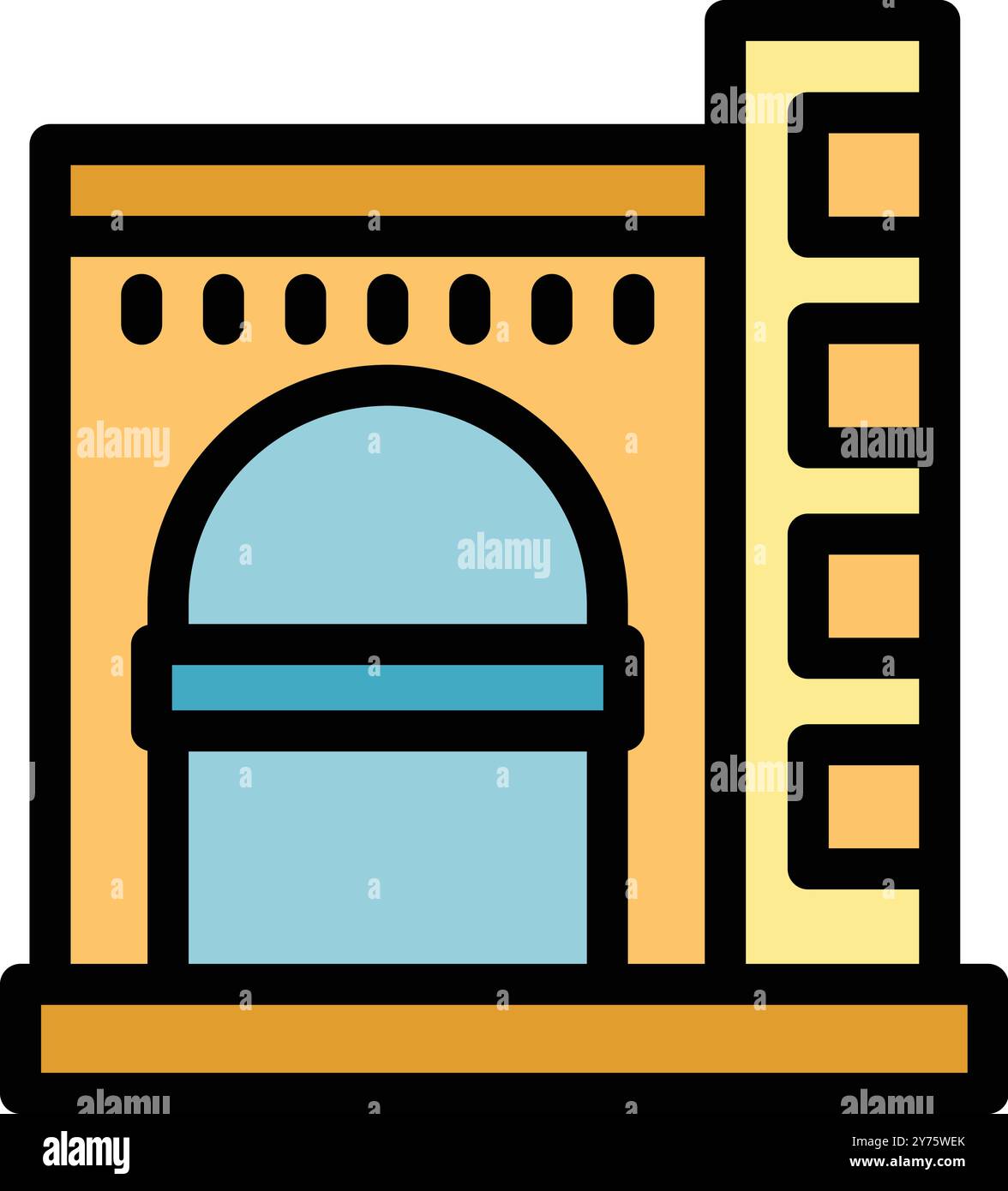 Simple vector icon of an old city hall building with a large arch ...
