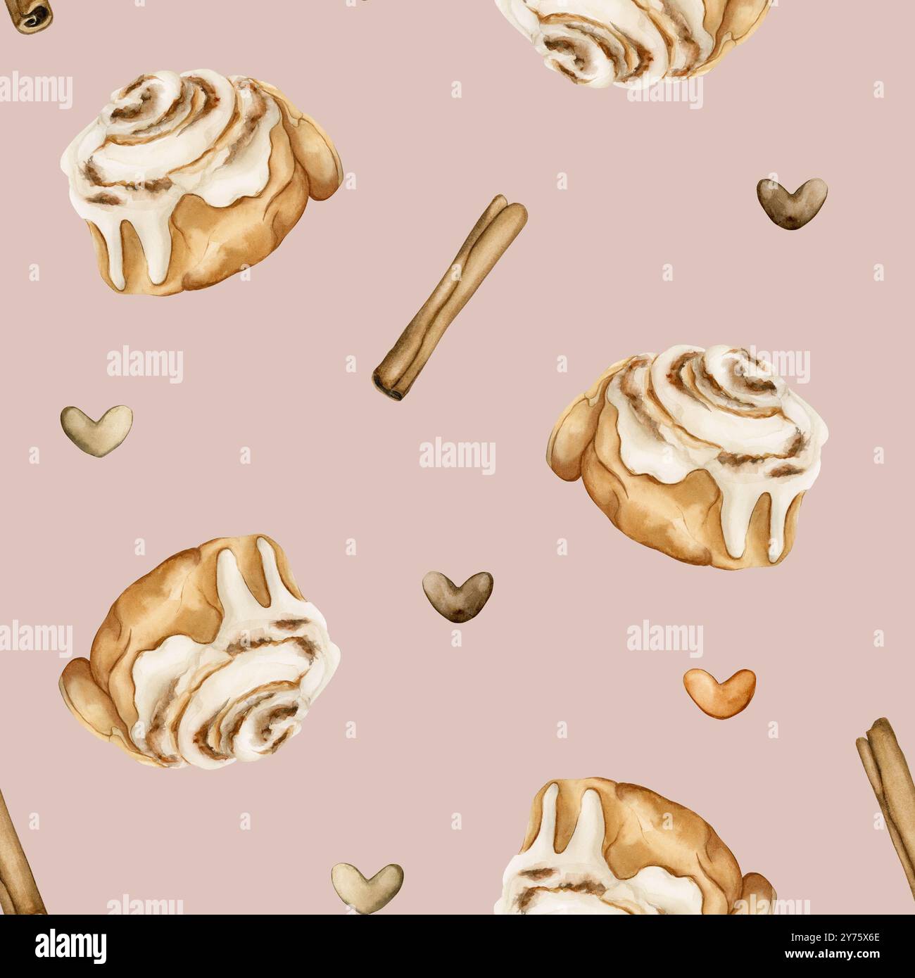 Cinnabon, cinnamon roll desert with cinnamon sticks and small hearts ...