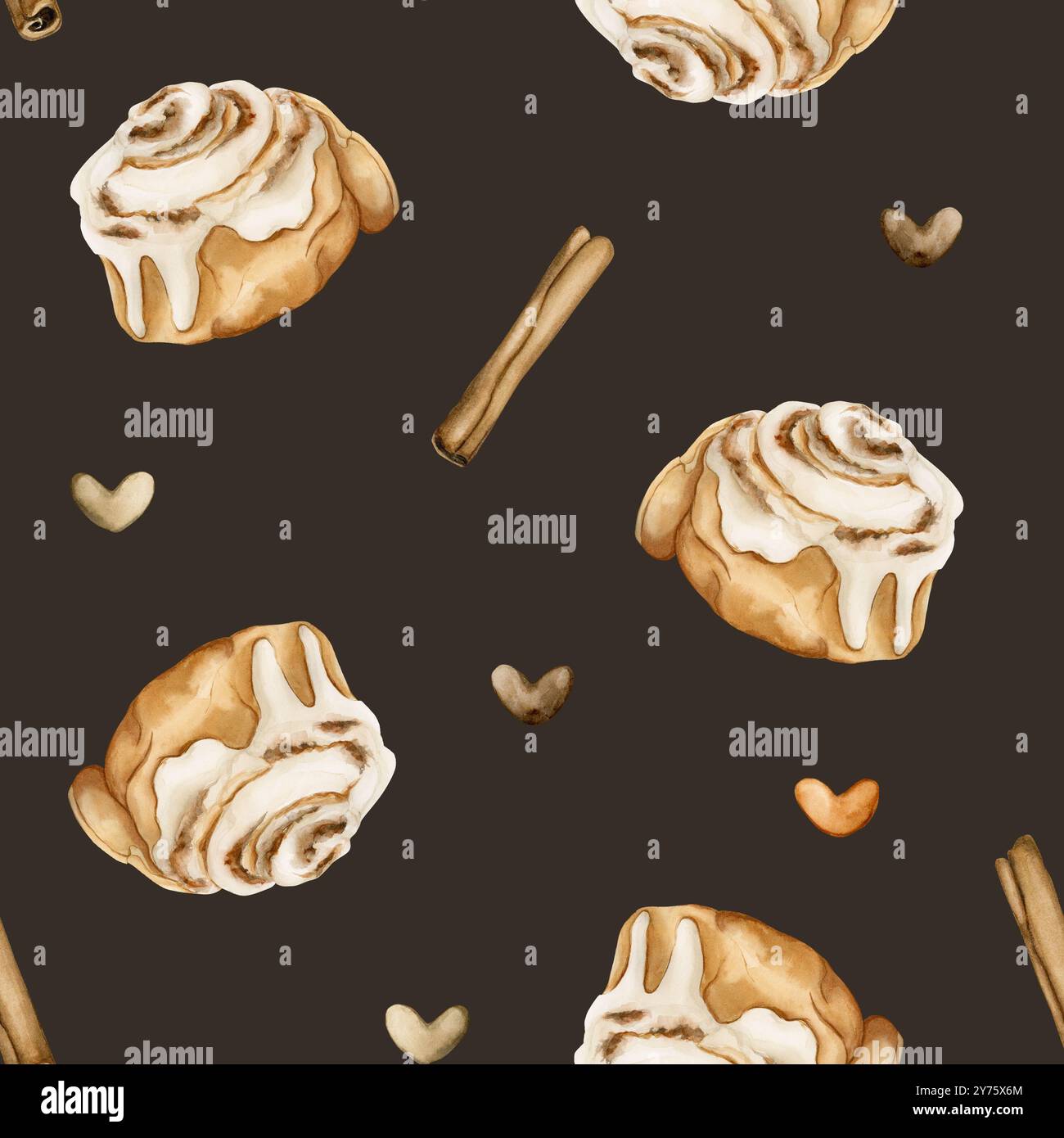 Cinnabon, cinnamon roll desert with cinnamon sticks and small hearts ...