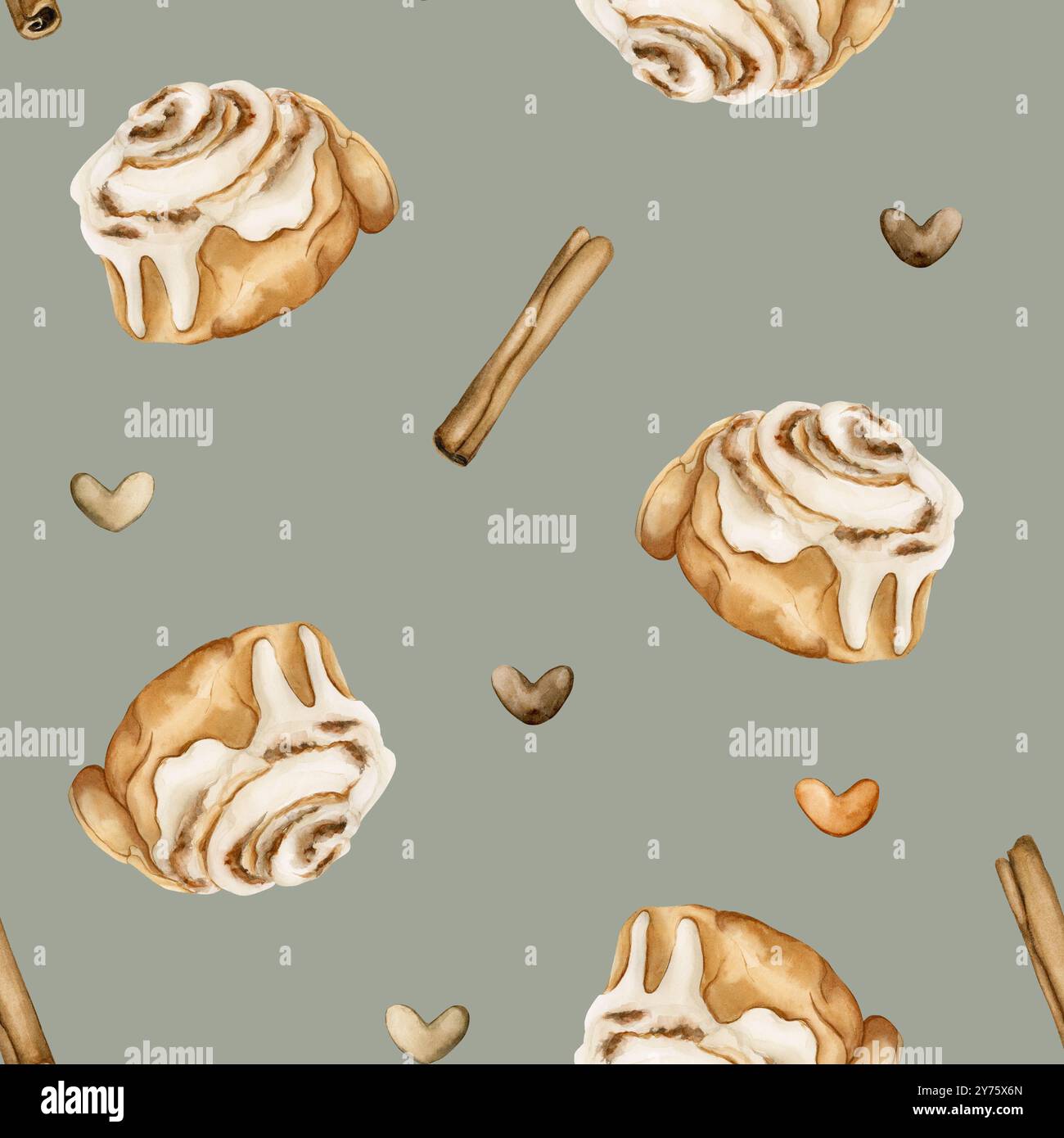 Cinnabon, cinnamon roll desert with cinnamon sticks and small hearts ...