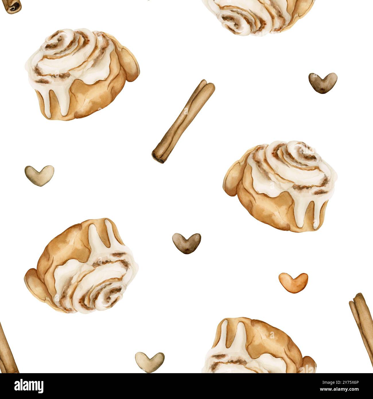 Cinnabon, cinnamon roll desert with cinnamon sticks and small hearts ...