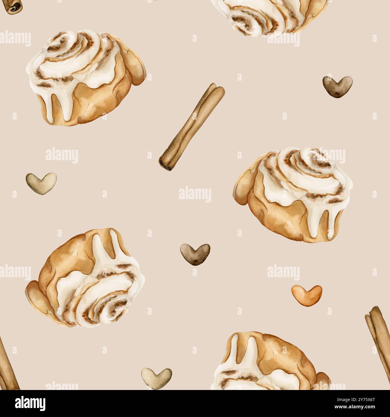 Cinnabon, cinnamon roll desert with cinnamon sticks and small hearts ...