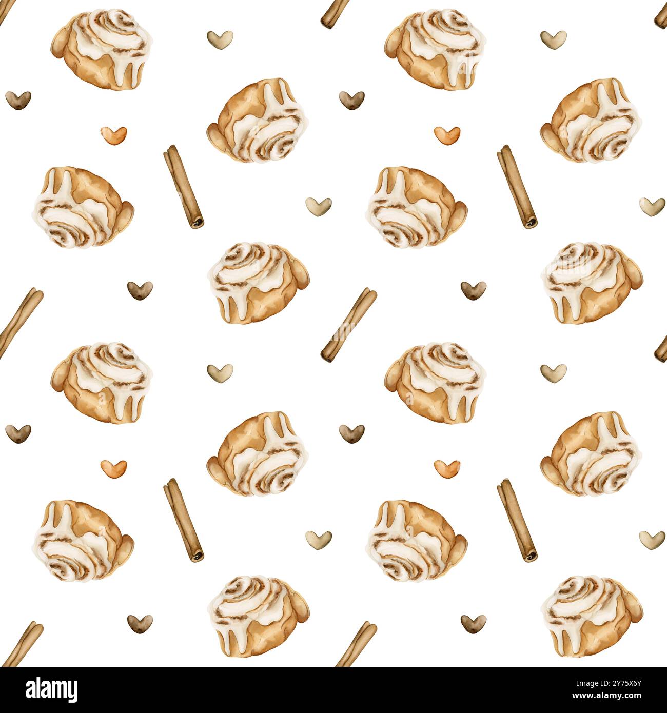 Cinnabon, cinnamon roll desert with cinnamon sticks and small hearts ...