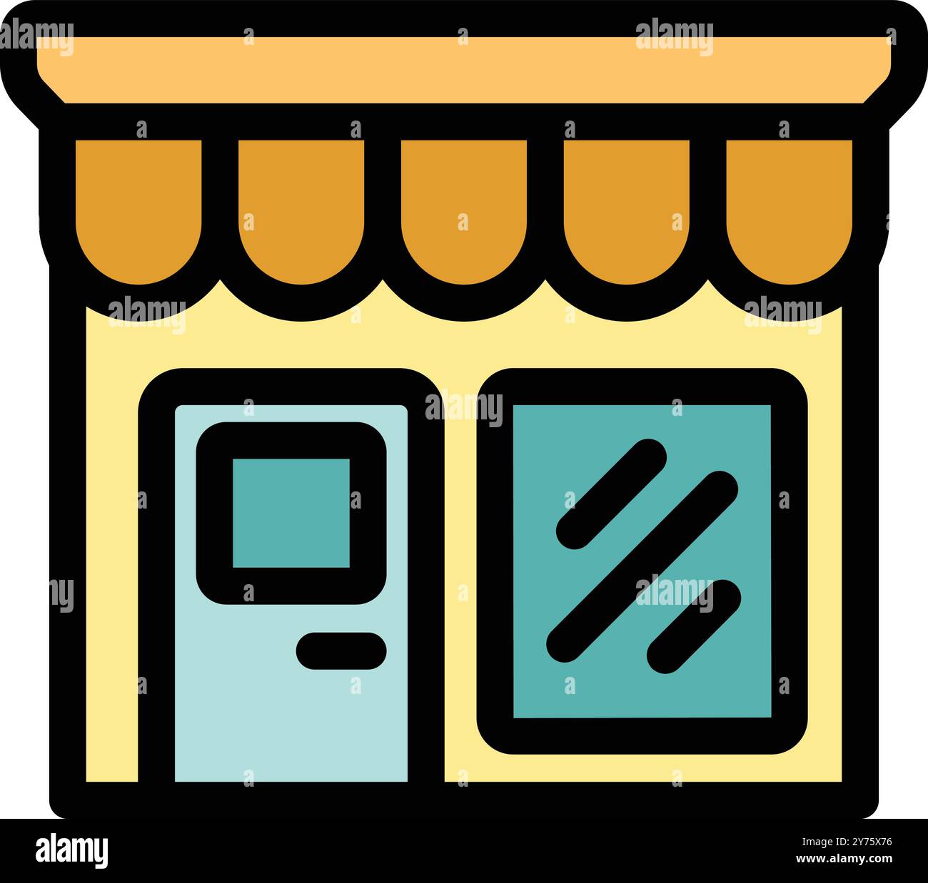 Cartoon drawing of a small business storefront with an awning and ...