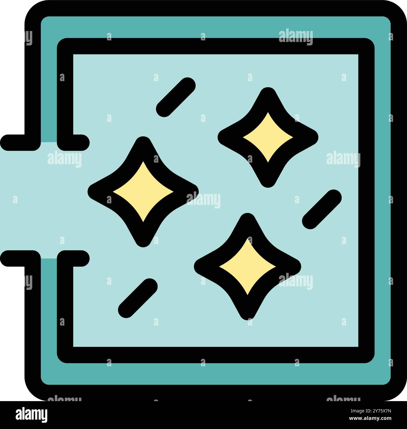 Clean and shiny window glass sparkling icon vector outline for cleaning ...