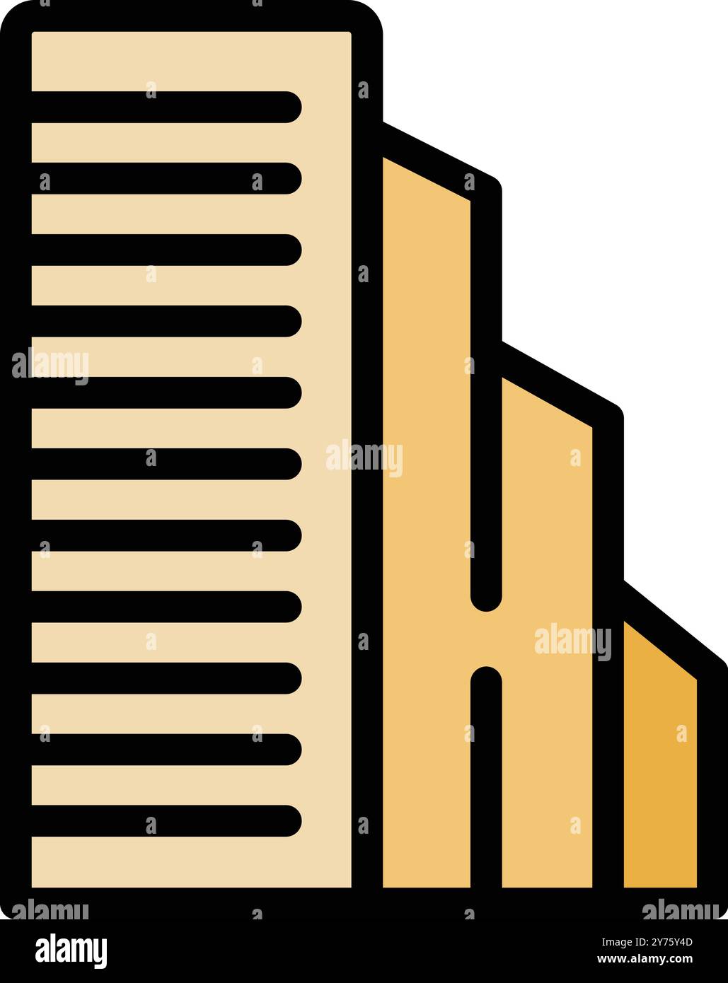 Stylized architectural drawing of a modern building featuring a facade ...