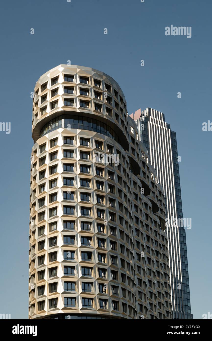 New building apartment with modern design. Minimal architecture ...