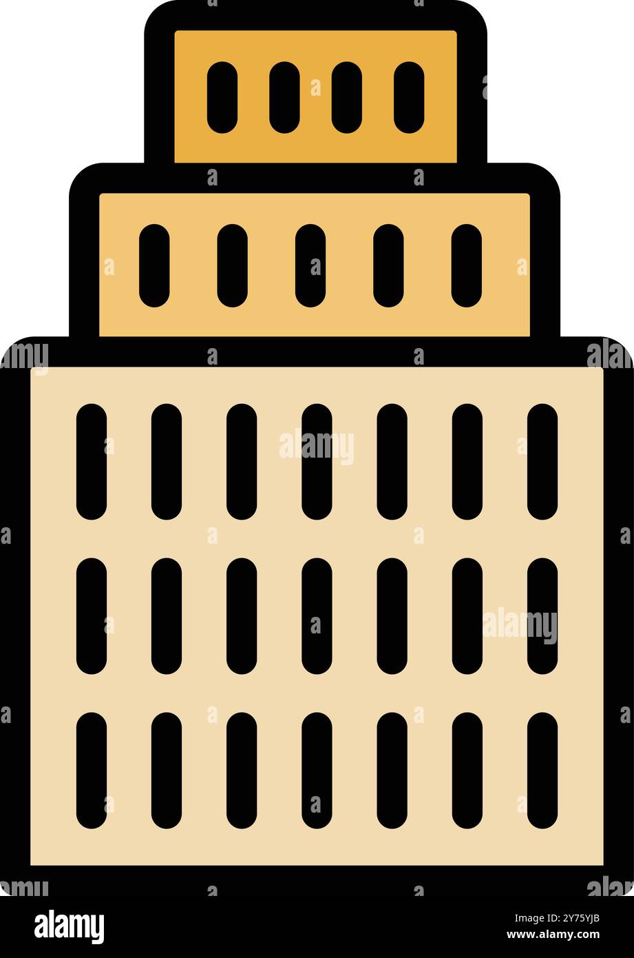 Simple colorful icon of a modern building showing urban architecture ...