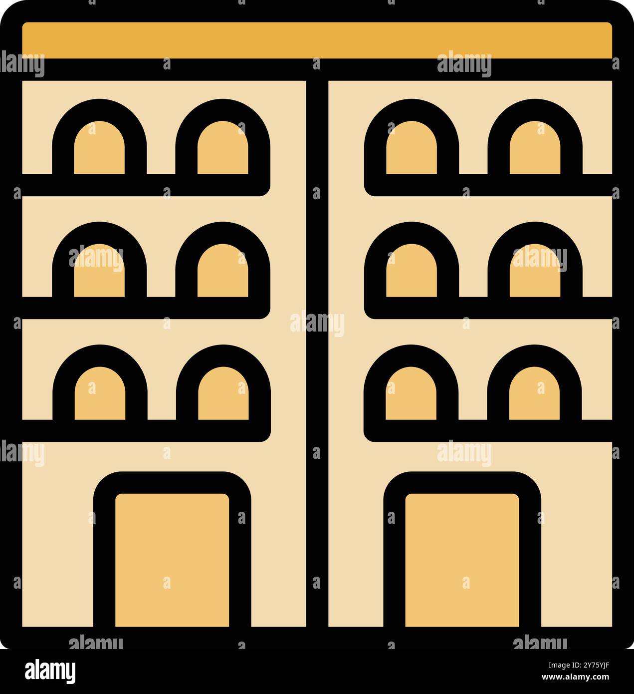 Simple minimalist line art vector illustration of an apartment building ...