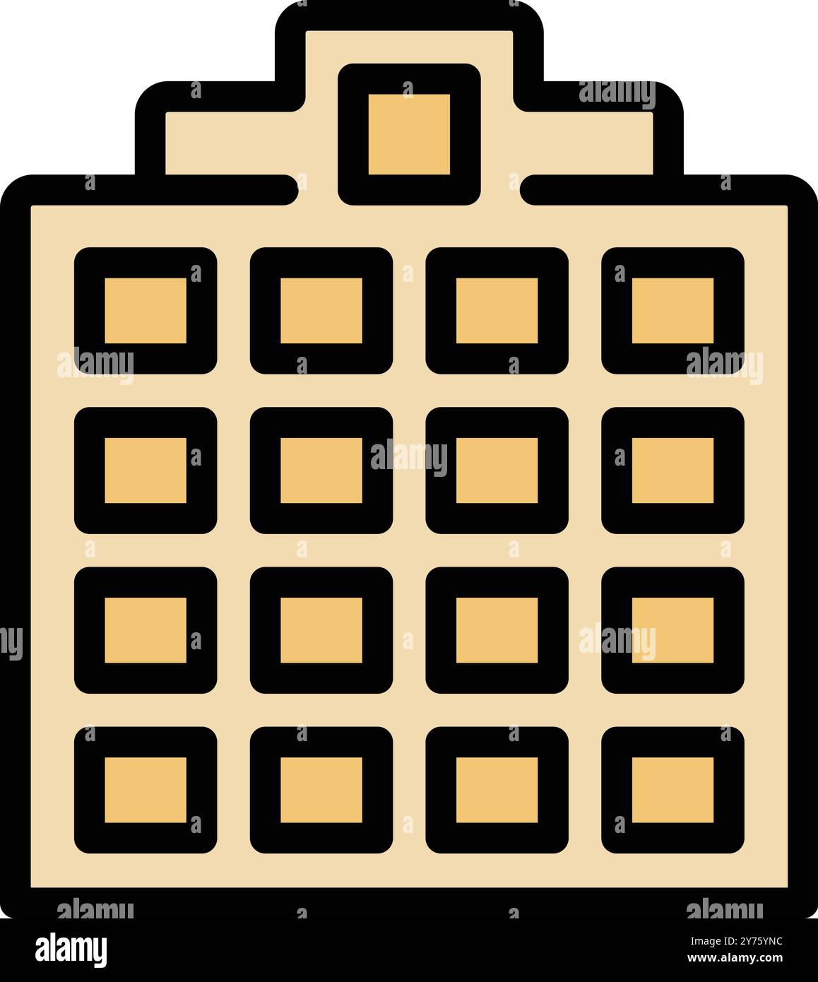 Simple and modern apartment building facade with square windows, front ...