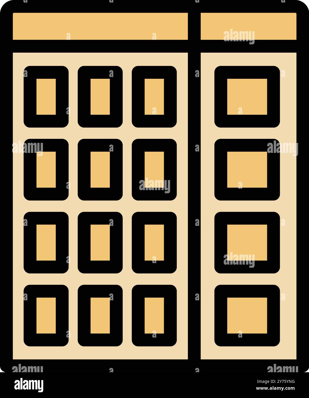 Simple stylized drawing representing a multi storey building facade ...