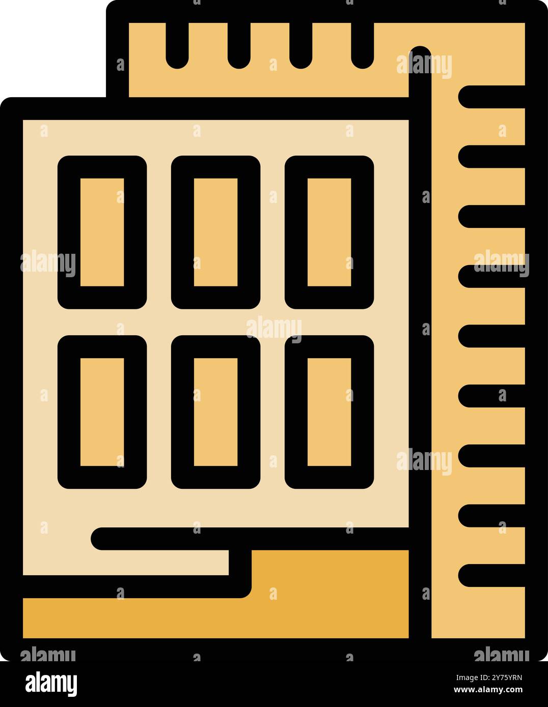 Minimalist vector illustration of a building with a ruler measuring its ...