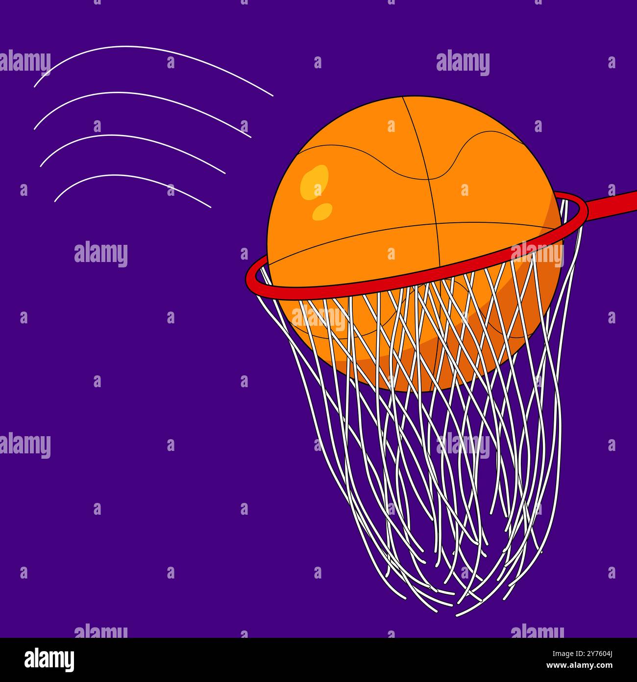 Vector illustration of a basketball going through a hoop, perfect for ...
