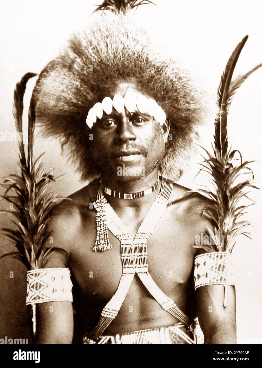 Village Chief wearing dancing costume, Solomon Islands, Victorian ...