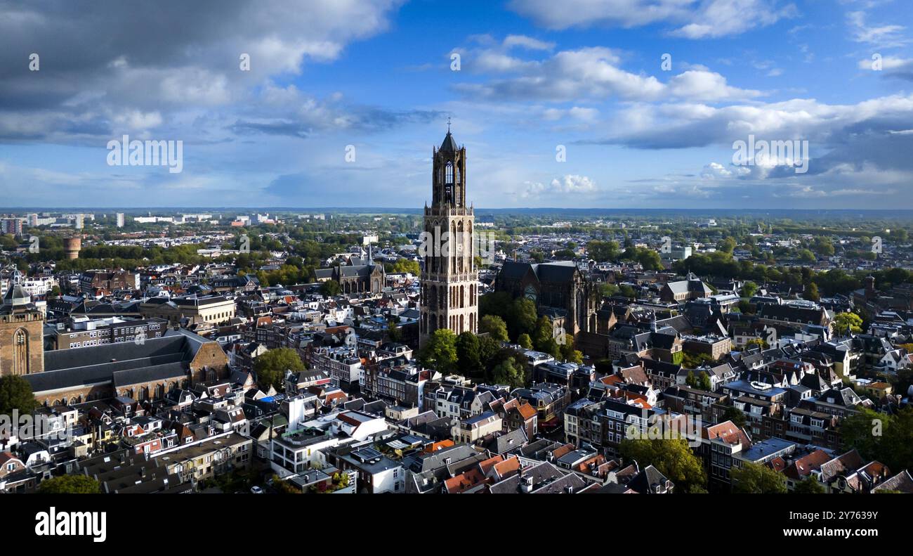 UTRECHT - The Dom Tower in downtown Utrecht. The church tower is fully ...