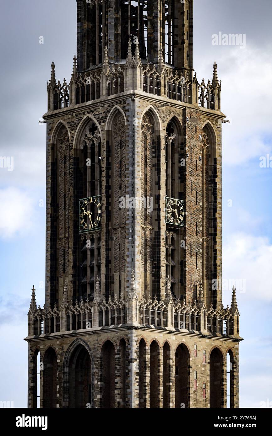 UTRECHT - The Dom Tower in downtown Utrecht. The church tower is fully ...