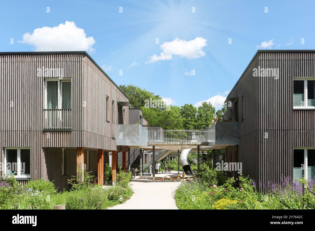 Residential area with ecological and sustainable green residential ...