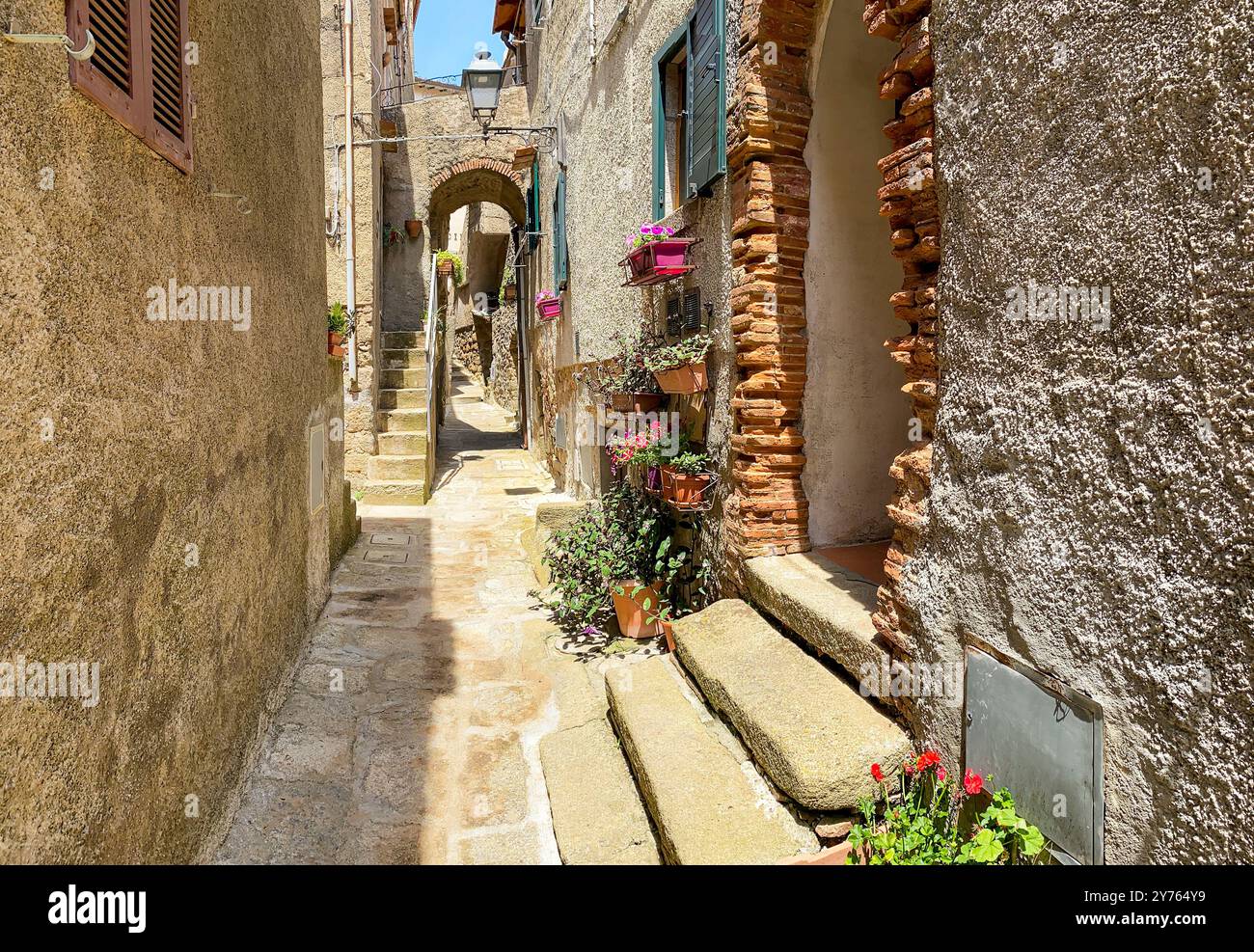 Old town of Giglio Castello at Isola del Giglio, island of the tuscan ...