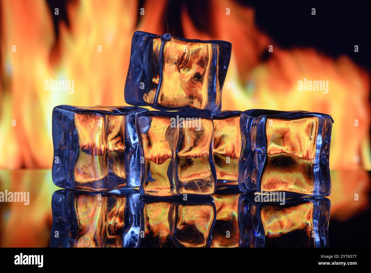 fire and ice, hot and cold concept. Peace and War, Joy and Sorrow Stock ...