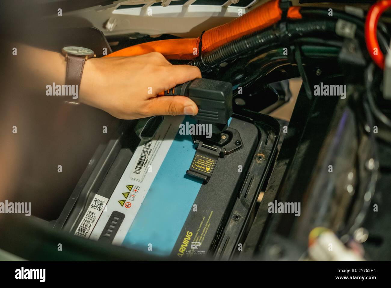A Detailed CloseUp View of Electric Vehicle Battery Connection ...