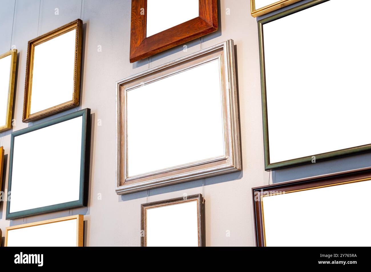 Different blank empty cut out frames paintings photos pictures on a ...